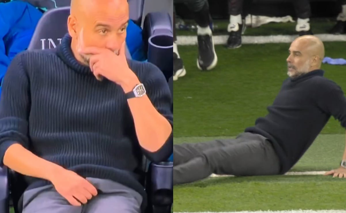 Pep Guardiola se hace viral por "manosearse" y caerse en partido del ...